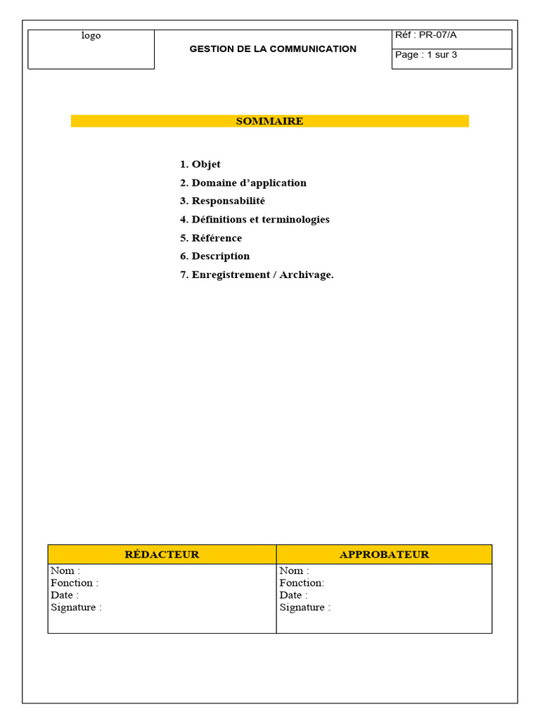 Procedure de Communication | PDF