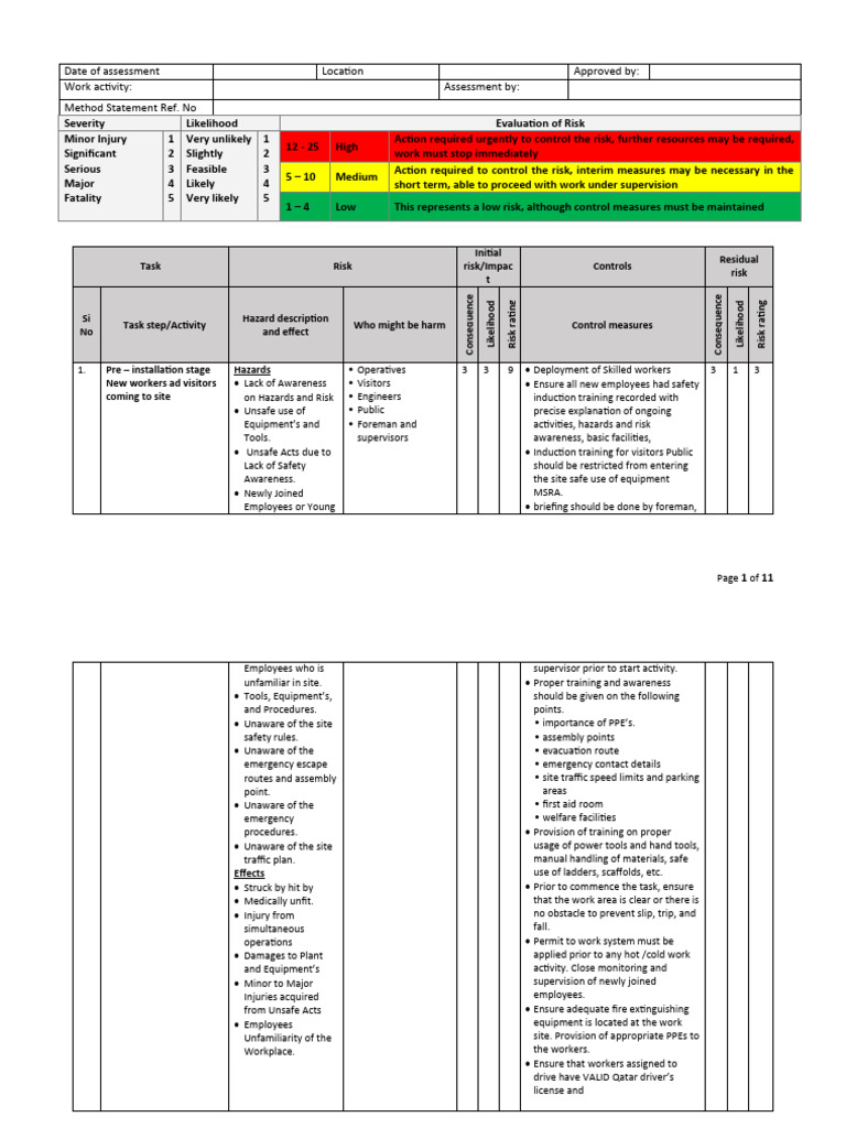 Risk Assessment Block Works | PDF | Risk | Hazards