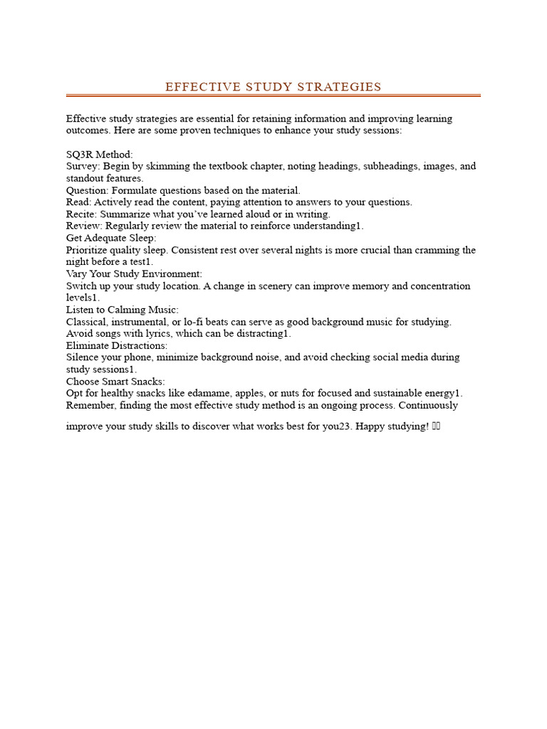 Effective study strategies | PDF Effective study strategies | PDF