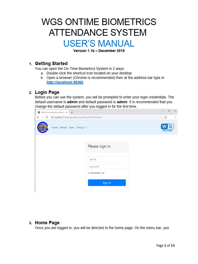 WGS Biometrics System Users Manual v1.1b | Download Free PDF | User ...
