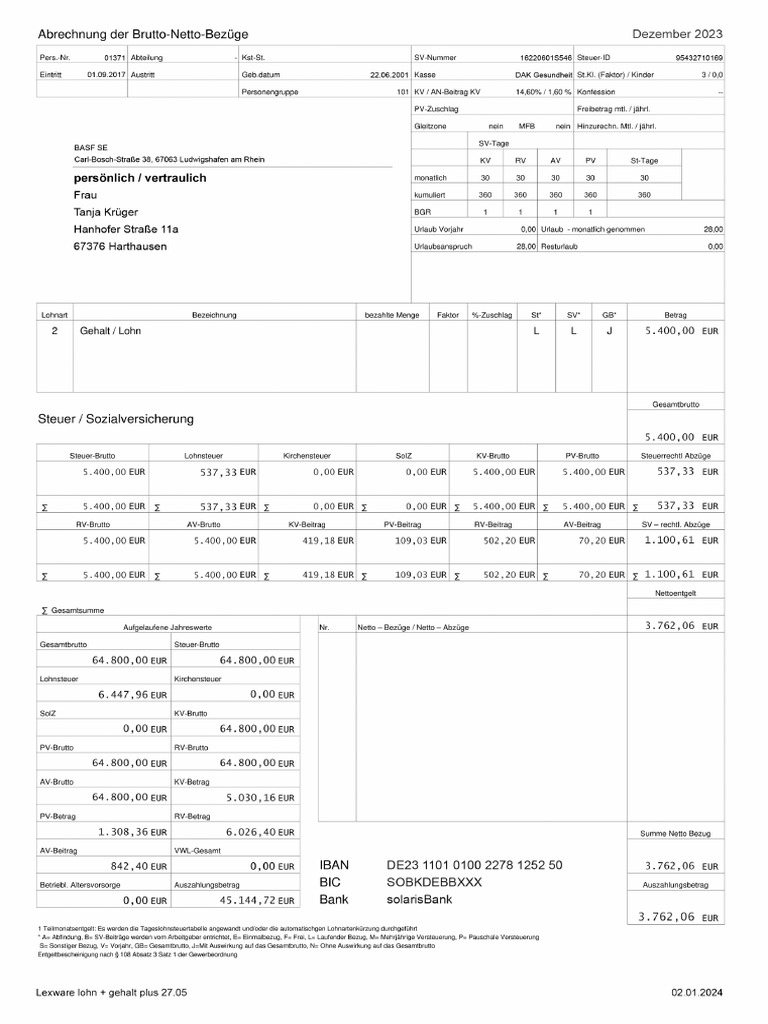 Lohnabrechnung Dez | PDF