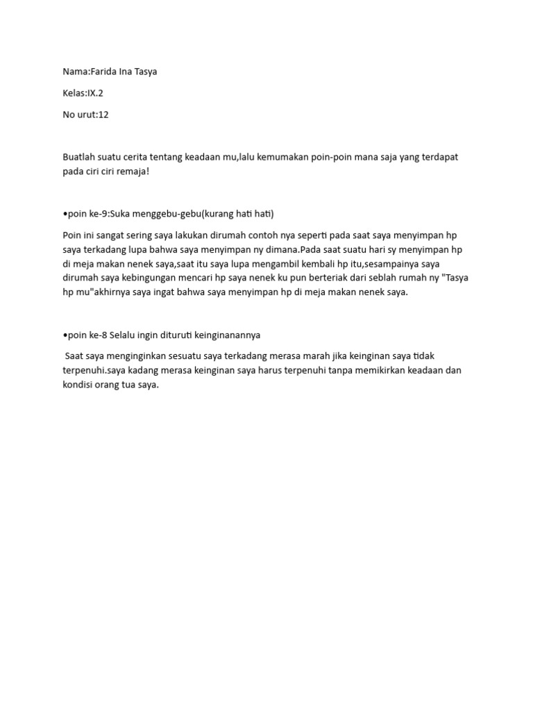 Ciri Ciri Remaja | PDF