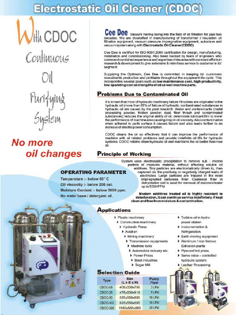Electrostatic Oil Cleaner | PDF