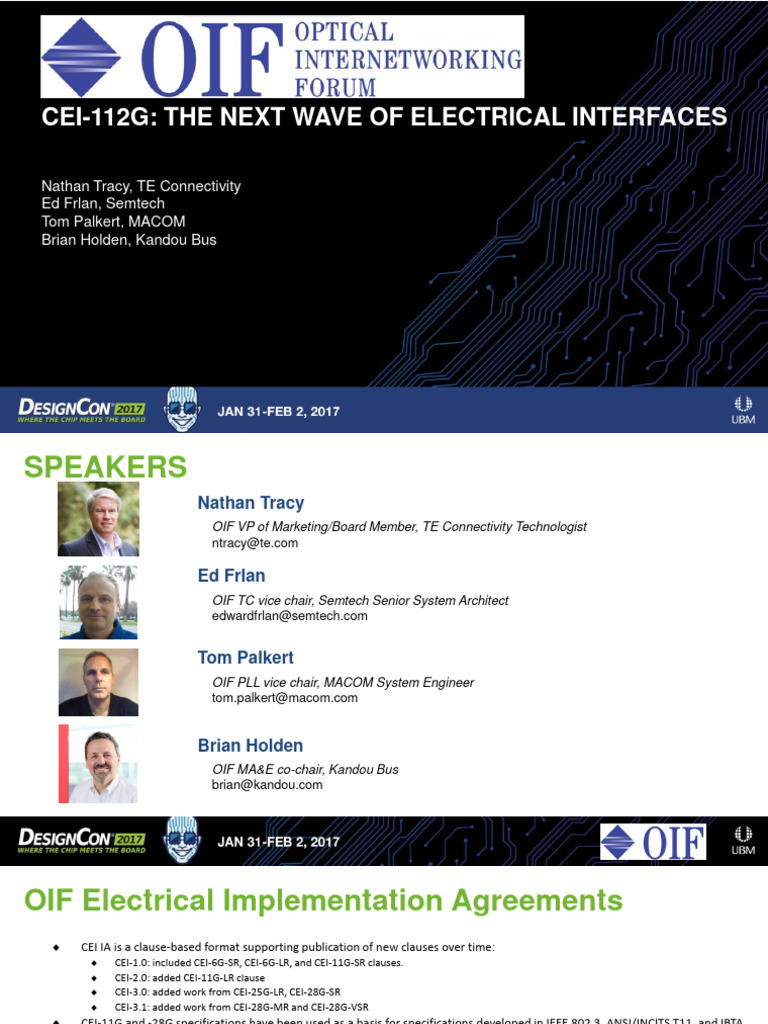 OIF 112G Panel Complete Slide Deck DesignCon17 PPT | PDF