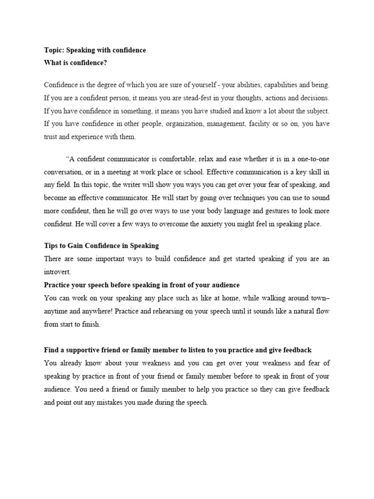 Lecture 20 Speaking With Confidence | Download Free PDF | Speech ...