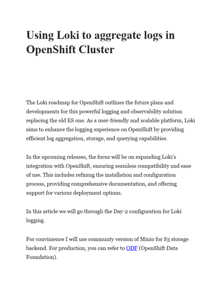 Loki Logging Configuration in OpenShift | PDF | Computer Architecture ...