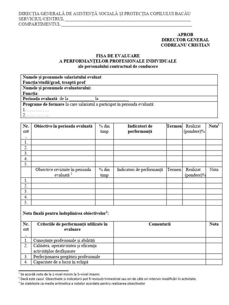 Fisa de Evaluare Conducere 2022 - Anexa 2 | PDF