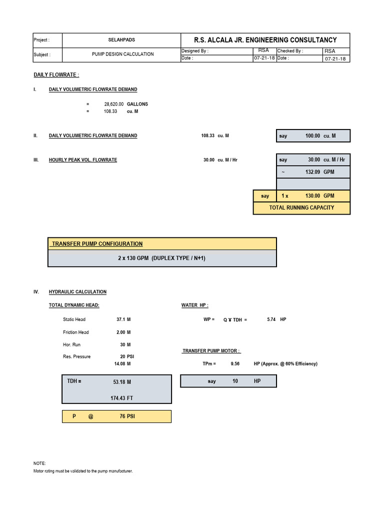 2_Transfer Pump Design Calculation 1 | PDF