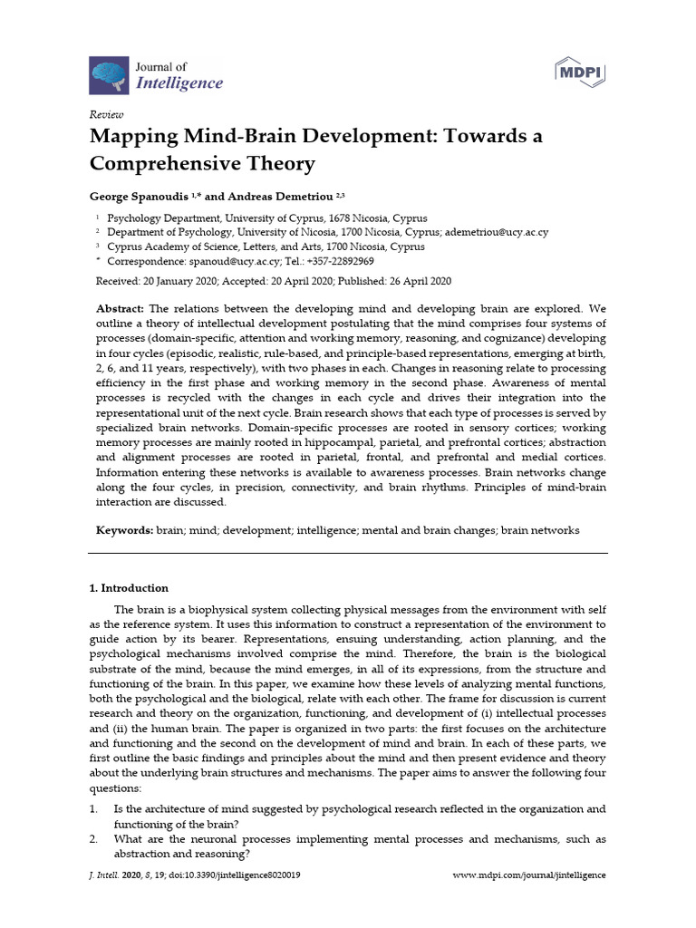 Mapping Mind-Brain Development Towards a Comprehensive Theory | PDF