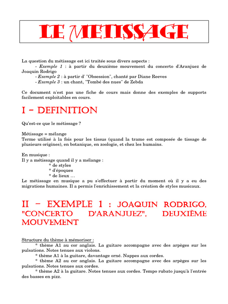 Métissage en Musique : Exemples et Définition | PDF | le jazz | Orchestre