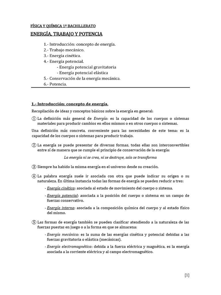 Energía, Trabajo y Potencia | Descargar gratis PDF | Energía potencial ...