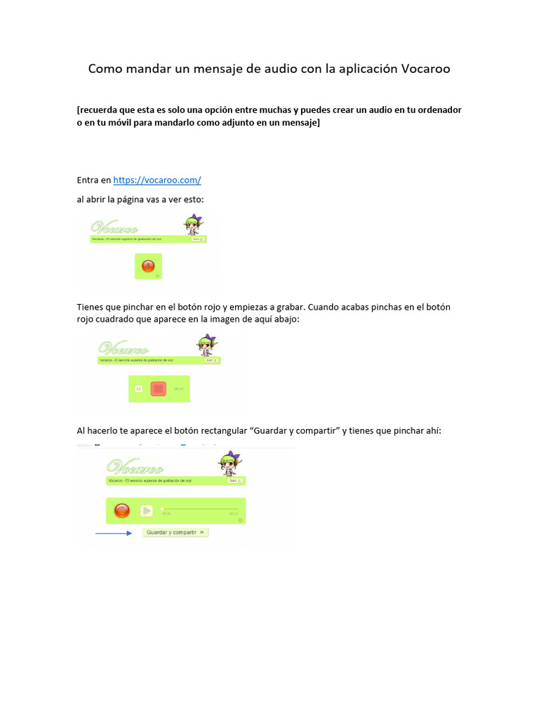 Cómo enviar audio con Vocaroo | PDF