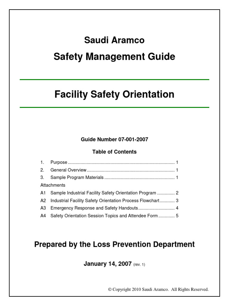 SMG 07-001 Facility Safety Orientation | PDF
