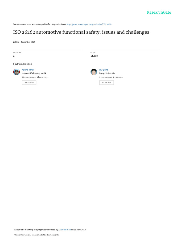 ISO 26262 Automotive Functional Safety | PDF