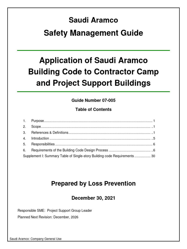SMG 07-005 Application of Saudi Aramco Building Code To Contractors ...