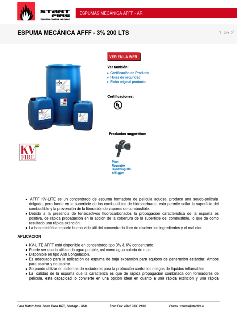 Espuma Mecanica Afff Ar 3 | PDF | Agua | Espuma