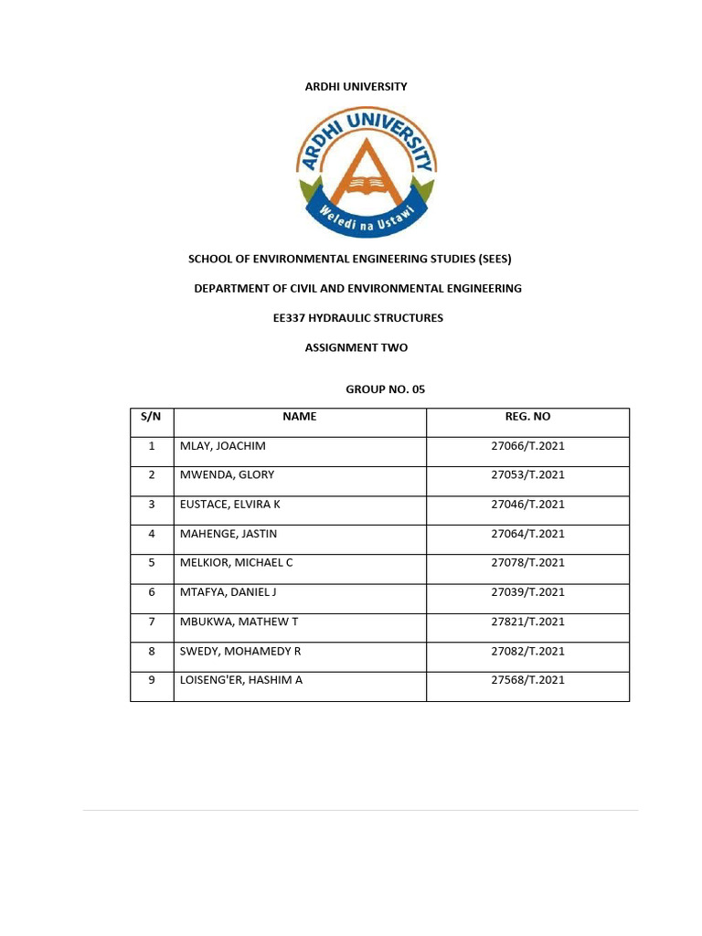 HYDRAULIC STRUCTURE Assignment 2 | PDF