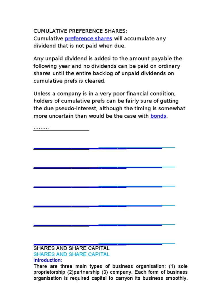Cumulative Preference Shares Explained | PDF | Preferred Stock | Dividend