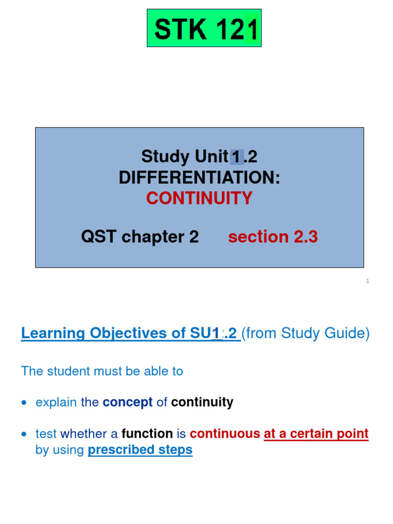 STK121 SUT 1.2.1 Continuity (2021) | PDF