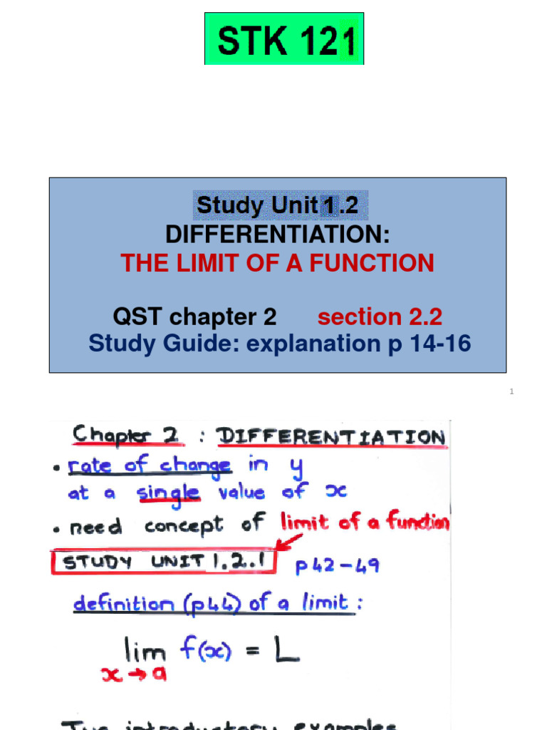STK121 SUT 1.2.1 Limits (2021) | PDF | Teaching Methods & Materials | Computers