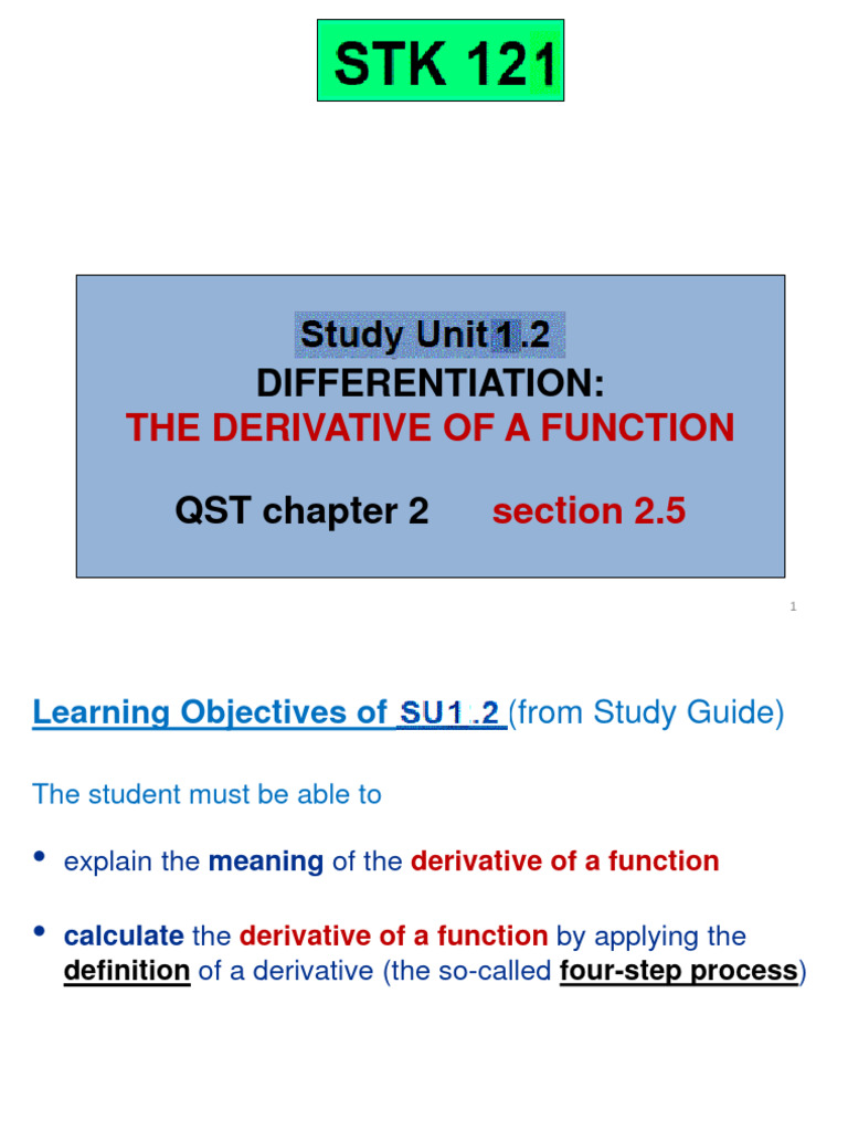 Stk121 Sut 1 2 2 Derivative 4 Step 2021 Download Free Pdf Derivative Differential Calculus