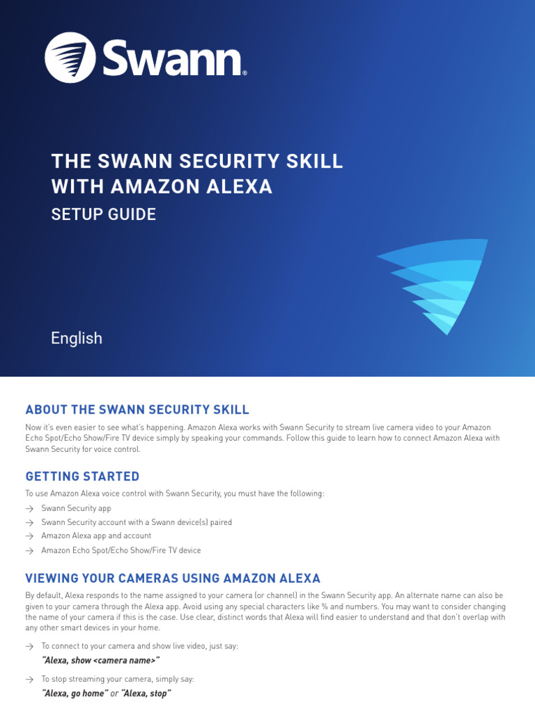 Swann Security Skill Setup for Alexa | PDF | Amazon Echo | Computer Engineering