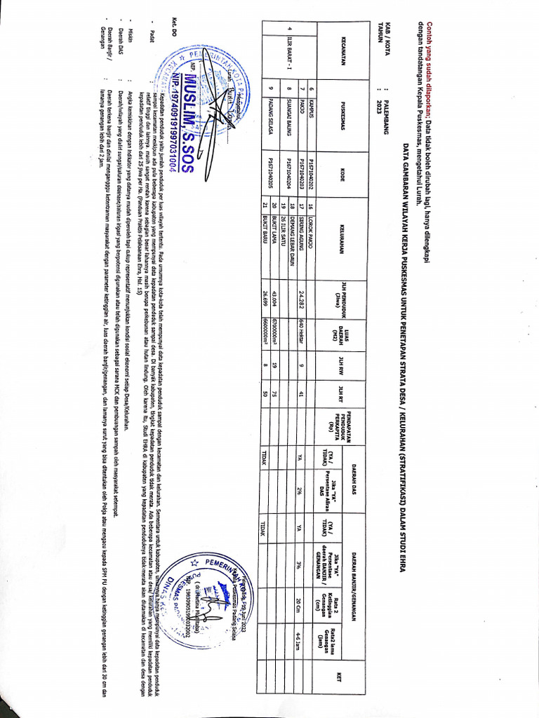 Data Ehra PKM Padang Selasa TTD | PDF