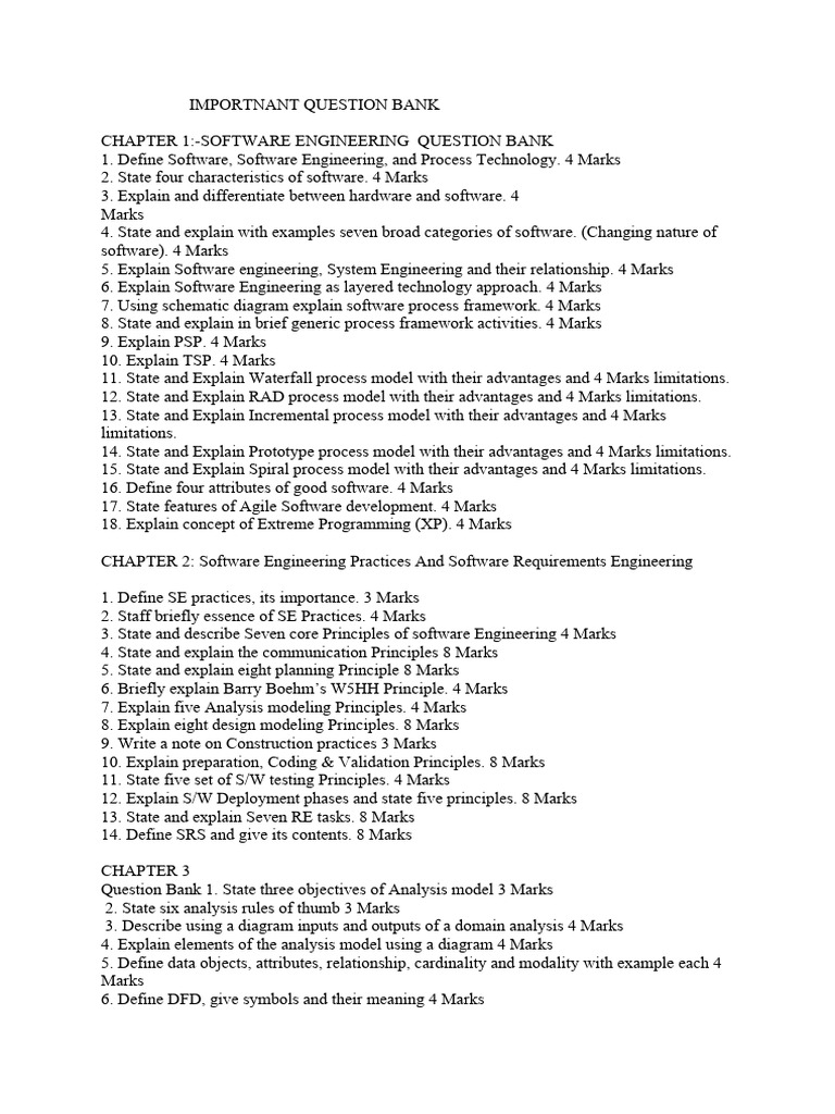 Software Engineering Question Bank Guide | PDF