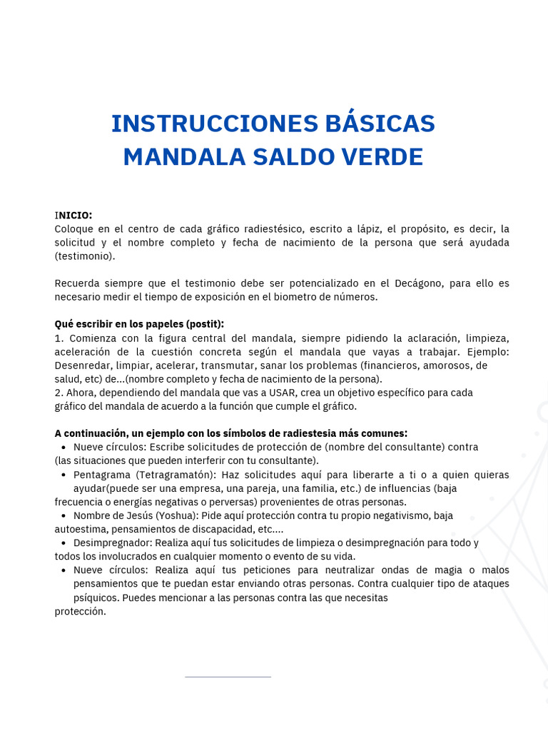 Instrucciones B Sicas Saldo Verde | PDF