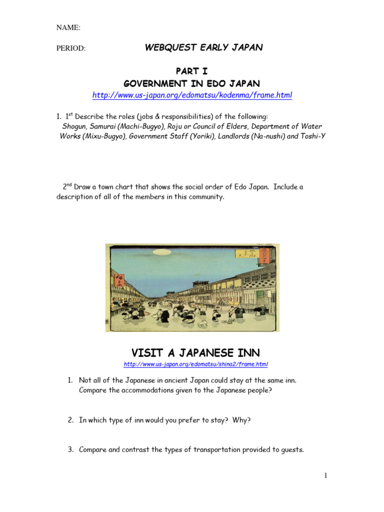 Webquest Early Japan Part I | PDF
