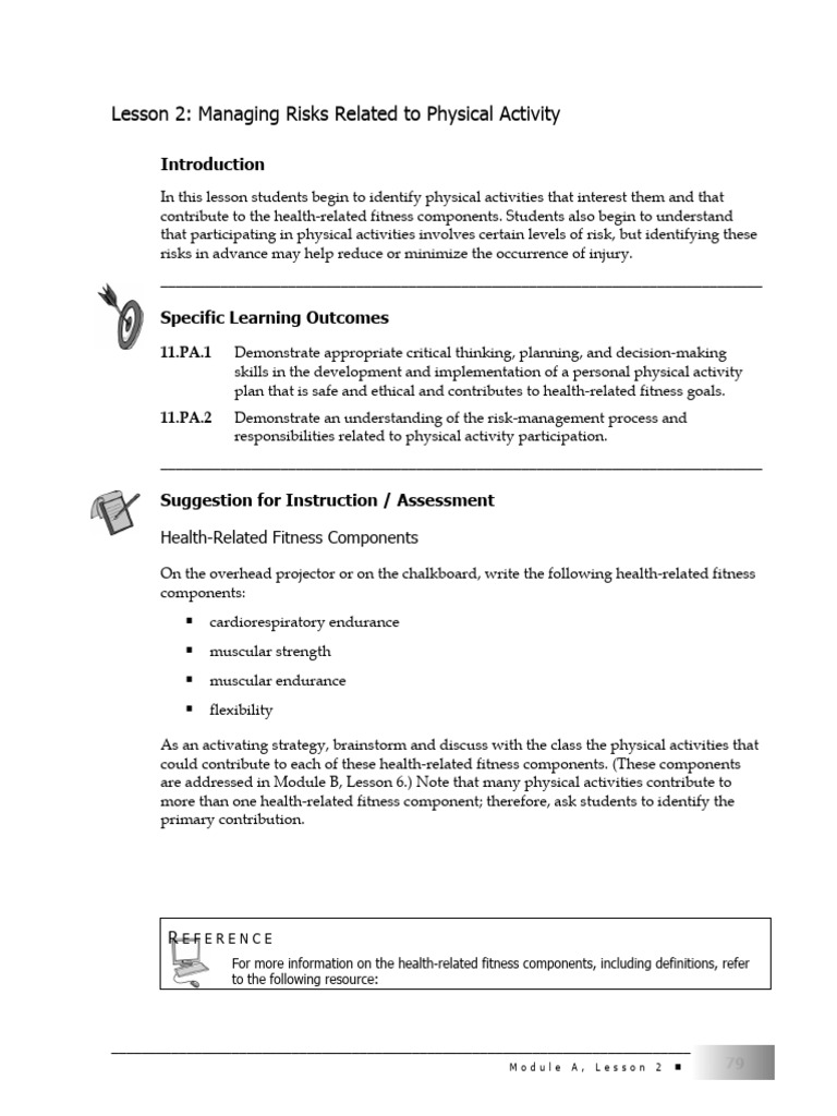 module_a_lesson_2 | PDF | Physical Fitness | Risk
