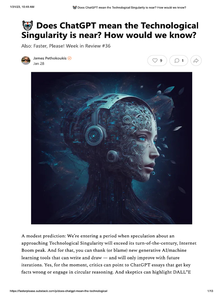 Does ChatGPT Mean The Technological Singularity Is Near - How Would We Know | PDF
