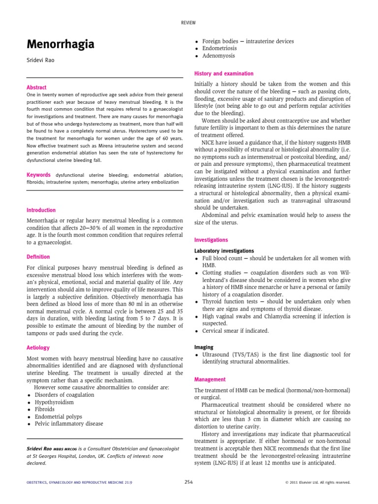 menorrhagia | Menstruation | Gynaecology