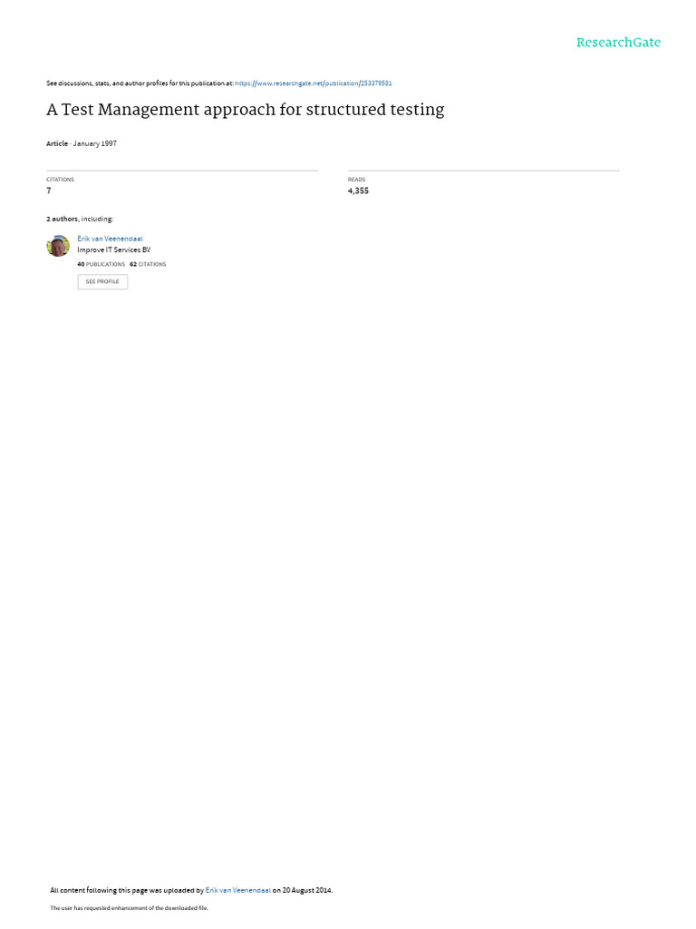 A Test Management Approach For Structured Testing | PDF | Computers