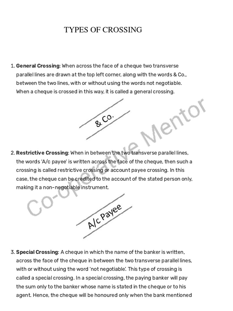 Types of Cheque Crossing Explained | PDF | Finance & Money Management