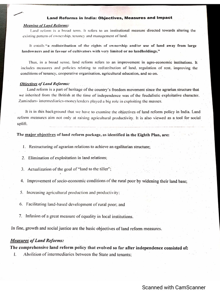 Land Reforms 3rd Sem | PDF