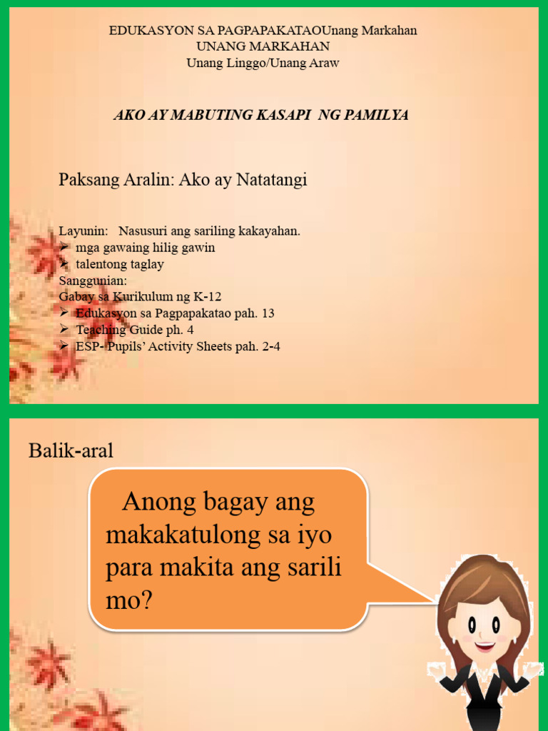 ESP - Q1 - W1 - D1 - Ako Ay Natatangi | PDF