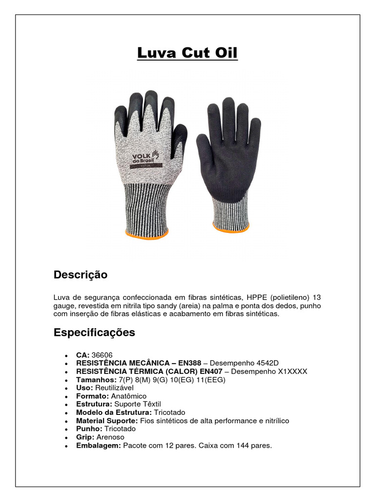 Luva Cut Oil | PDF | Casa e Jardim