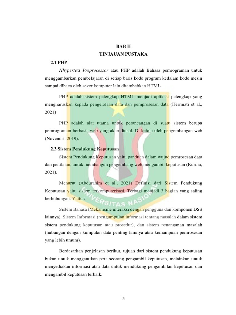 Bab Ii Tinjauan Pustaka 2.1 PHP: Hhypertext Preprocessor Atau PHP Adalah Bahasa Pemrograman ...