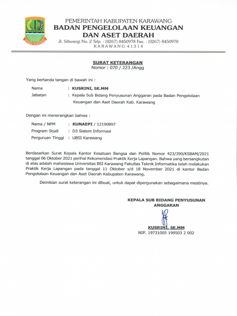 File - 15 Lembar Keterangan PKL-Riset | PDF