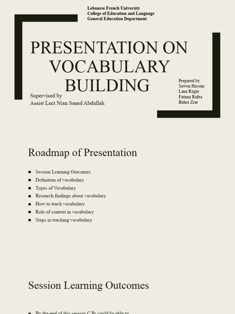 Presentation On Vocabulary Building 1 | PDF