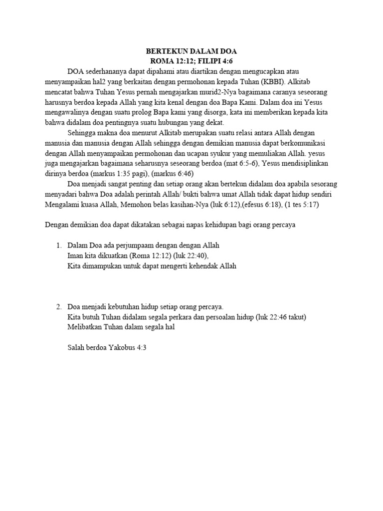 Bertekun Dalam Doa | PDF