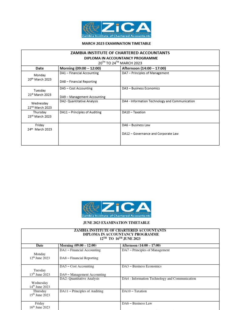 Zica Timetable | PDF