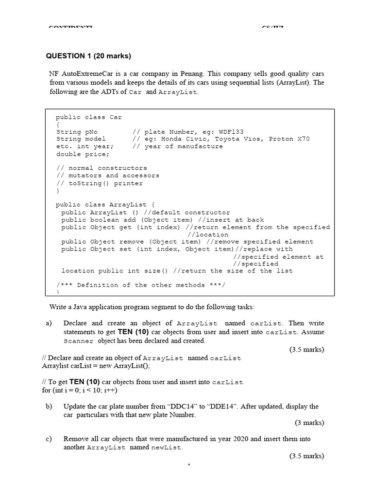 CSC508 - Example Questions | PDF | Constructor (Object Oriented Programming) | Programming