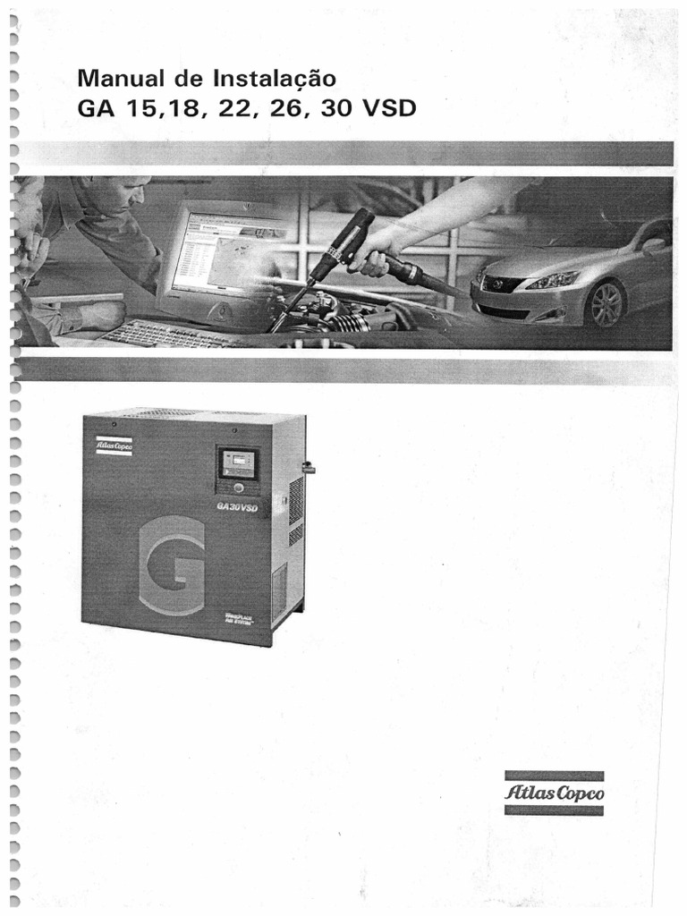 Manual de Instalação Ga 15,18,22,26,30 VSD - Atlas Copco | PDF