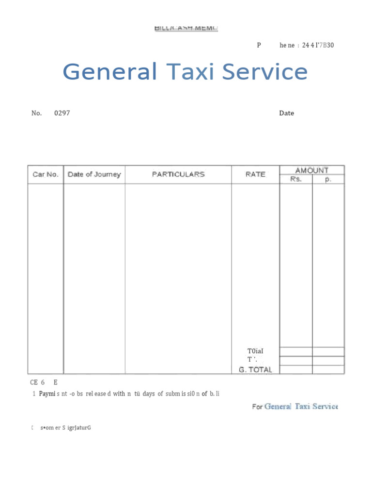 General Taxi Service Receipt | PDF