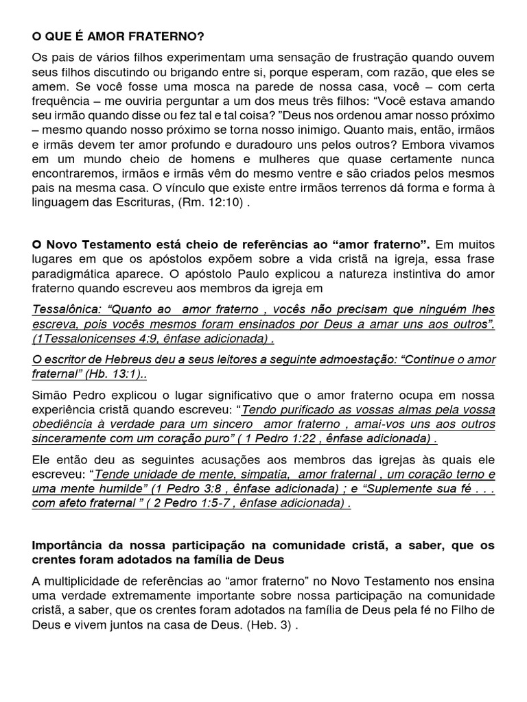 O Significado do Amor Fraternal | PDF | Amor | Jesus