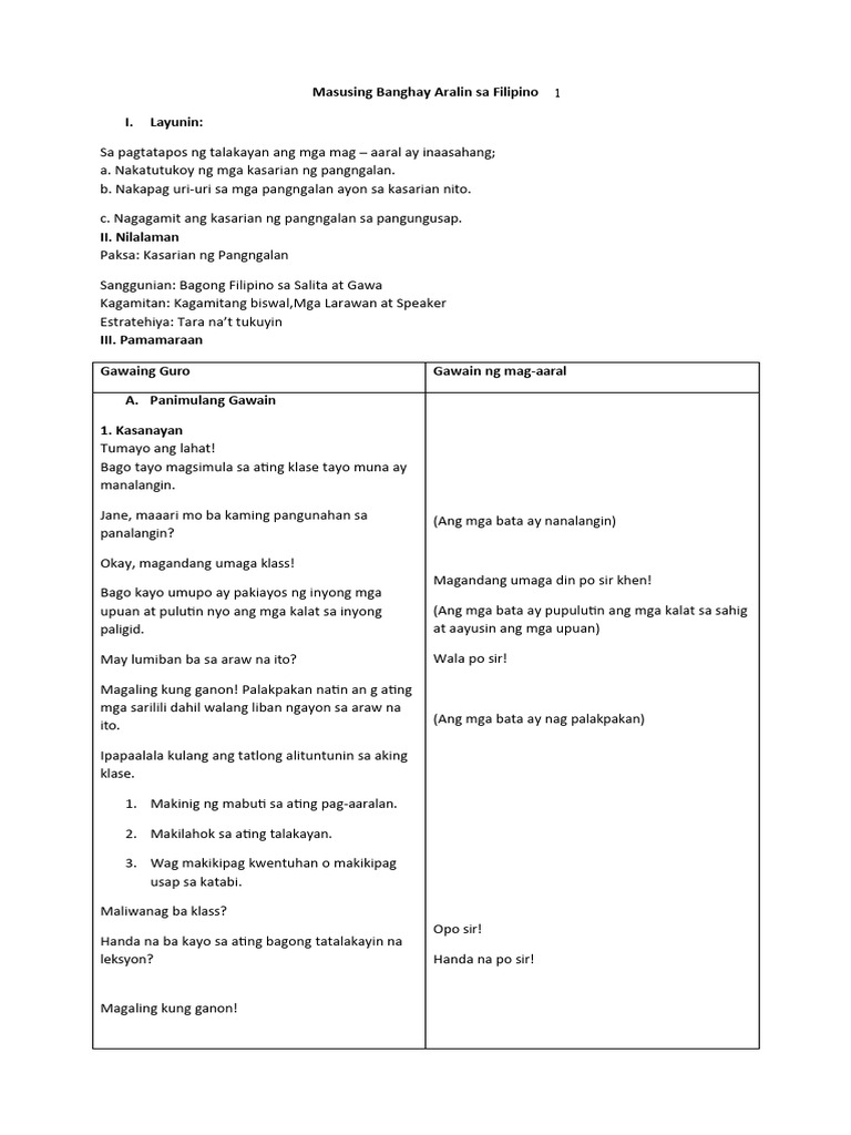 Detalyadong Banghay Aralin | PDF