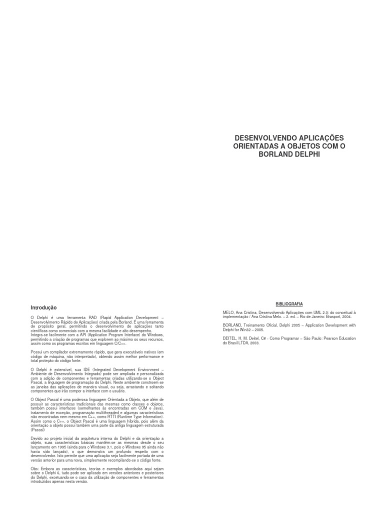 Apostila Delphi 7 Em Formato Livreto Para Imprimir Pdf Microsoft Access Active X Data 
