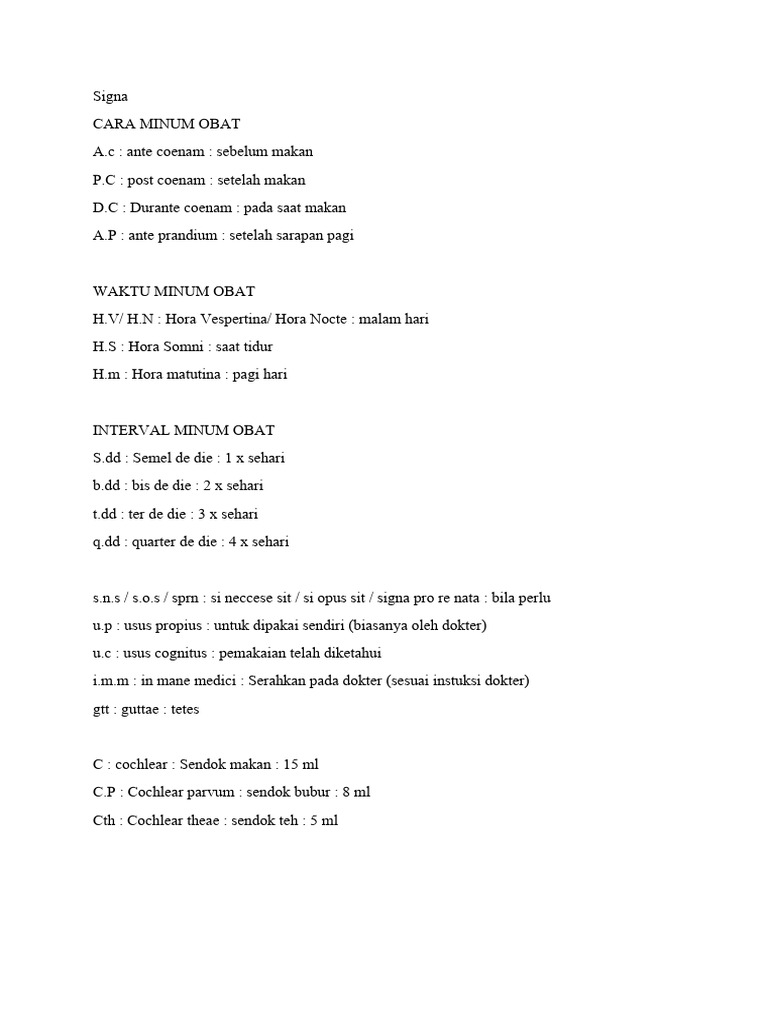 Panduan Penggunaan Signa Obat | PDF